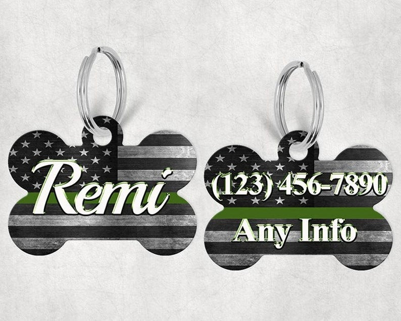 Bone Shape Dog Tag Thin Green Line – Five Pines Apparel and Gifts