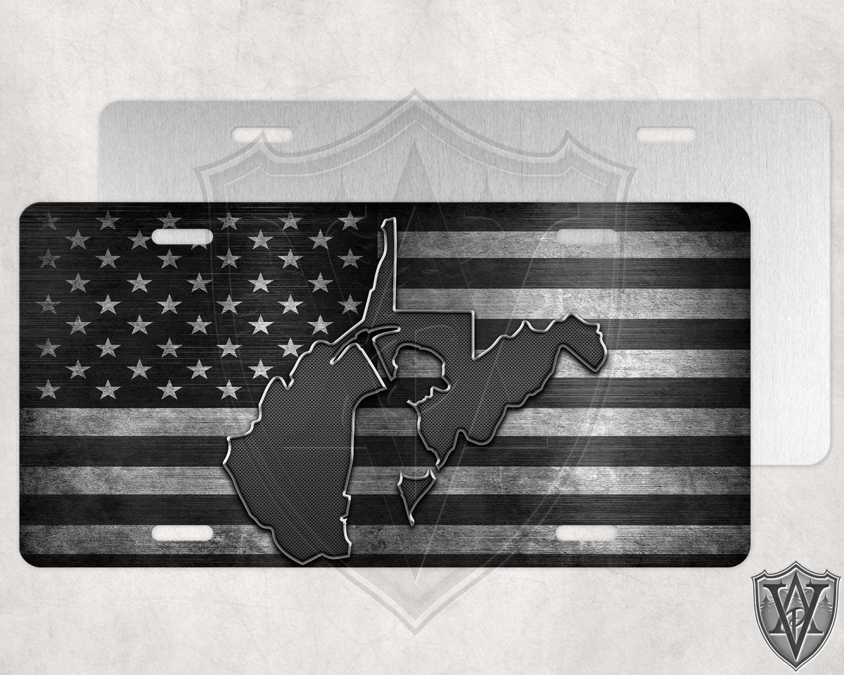 WV Coal Miner and Flag License Plate – Five Pines Apparel and Gifts